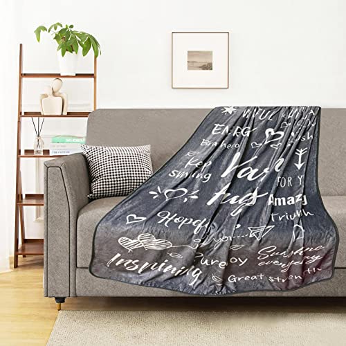 Grey Plush Cozy Blanket Fleece Throw Blanket,Super Soft Fuzzy Flannel Throw Blanket for Couch Sofa Bed and Office Napping,Inspirational Blanket Gifts Warm Throw Blankets All Season 50"×60"