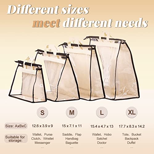 2 PCS Hanging Handbag Storage Organizer Purse Dustproof Storage Bag Transparent Non-woven Storage Bag with Zipper and Handle ( L)