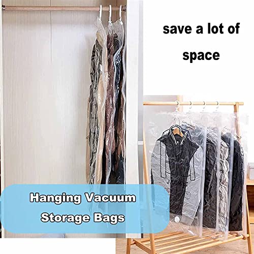 HAGUAN Hanging Vacuum Storage Bags, Reusable Space Saver Vacuum Storage Bags for Clothes, Hanging Storage Bags Vacuum Sealed for Home and Closet Organization (5PCS,L (67 * 110cm))