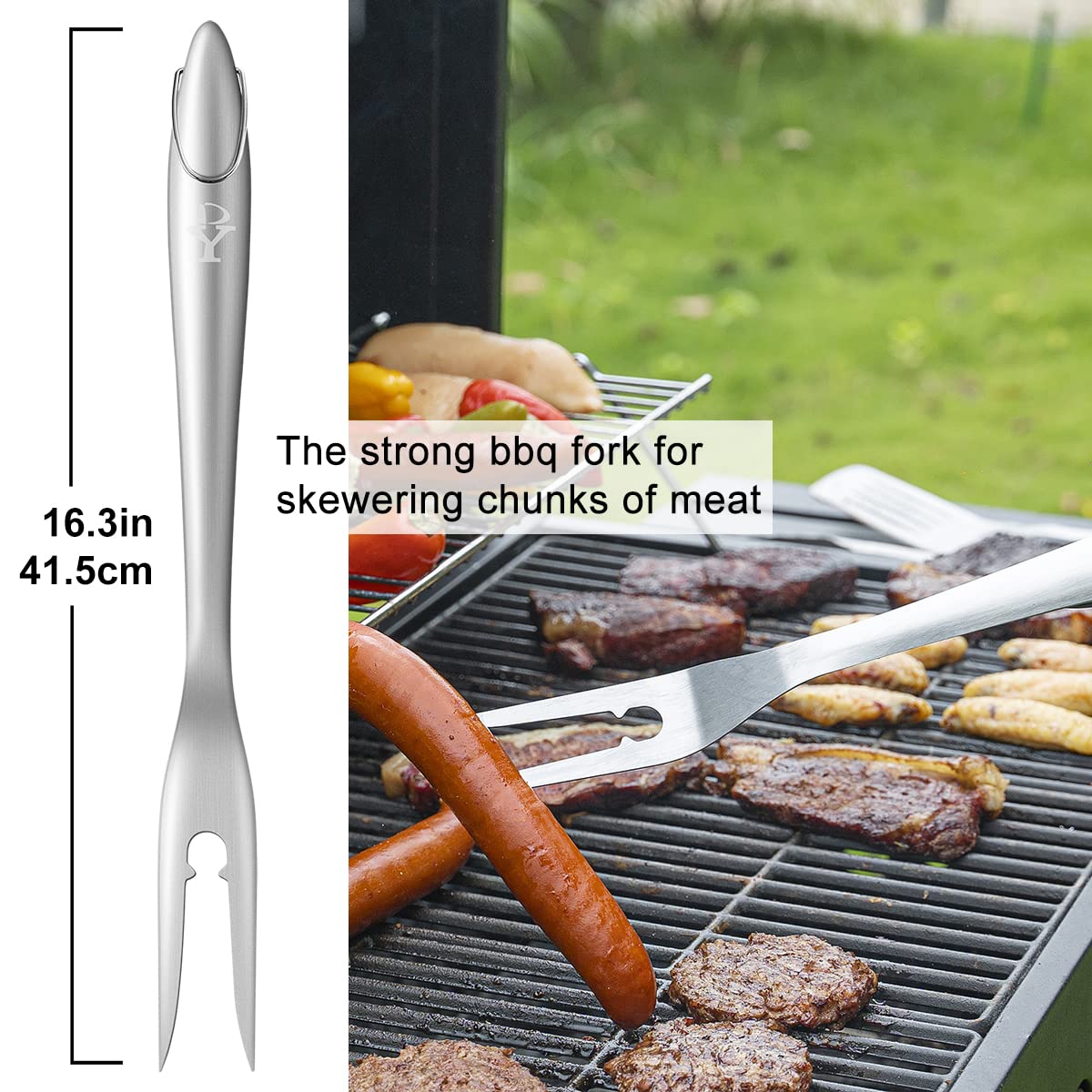 BBQ Accessories Grill Tools Set, 6PC BBQ Tools Set with Spatula, Basting-Brush, Tongs, Fork&Bag - Premium Stainless Steel Grill Accessories - Ideal Grilling Gifts for Men - Heavy Duty Grill Set