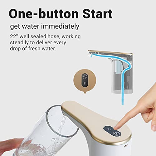 Water Bottle Pump, 5 Gallon Water Dispenser Pump, Universal USB Charging Portable Water Drinking Water Pump for 2-5 Gallon Bottle, Portable Electric Water Jug Pump