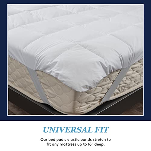 AmeriDown Deluxe Down Alternative Mattress Topper with Corner Elastic Band Attachments, Full Size Bed, White