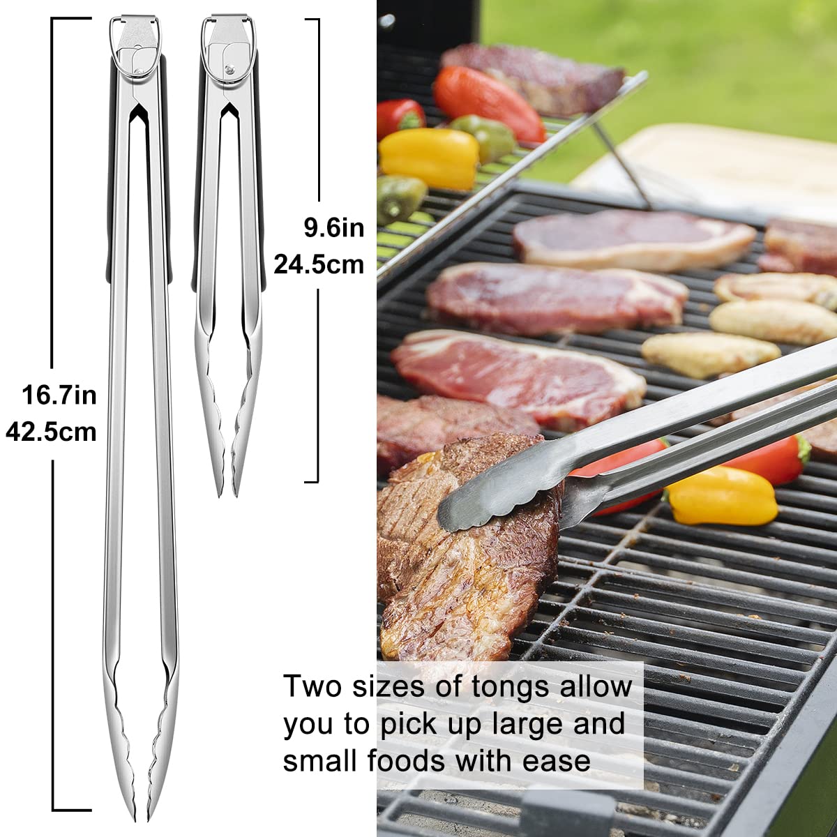 BBQ Accessories Grill Tools Set, 6PC BBQ Tools Set with Spatula, Basting-Brush, Tongs, Fork&Bag - Premium Stainless Steel Grill Accessories - Ideal Grilling Gifts for Men - Heavy Duty Grill Set