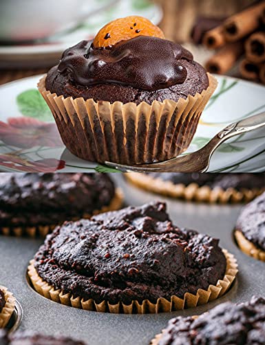 Gifbera Jumbo Cupcake Liners Greaseproof Paper 200 Count - Food Grade Odorless Muffin Baking Cups Cupcake Wrappers for Wedding Birthday, Natural