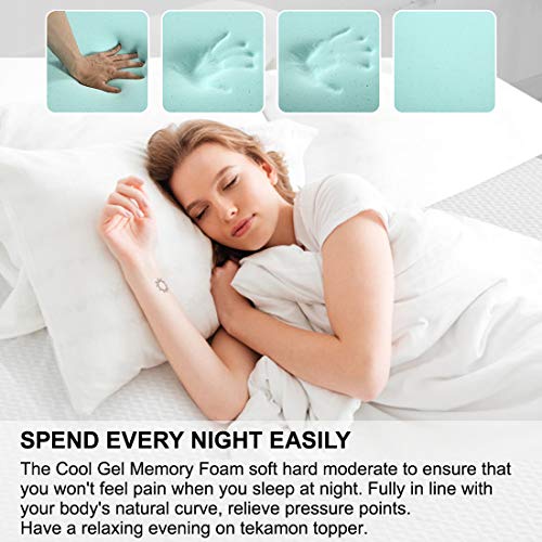 TEKAMON 3 Inch Memory Foam Mattress Topper California King Size,High Density Gel-Infused Cooling Foam Mattress Topper,with Removable & Washable Bamboo Fiber Cover