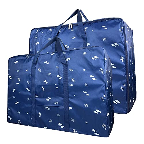 CHYUANX Moving Bags heavy duty extra large , Storage Bags Organizer with Strong Handles Wrap Around and Durable Zippers for Clothing Blanket Storage bags, Waterproof Foldable Carrying Moving Tote bags ,Dorm Room Moving Supplies, Space Saver Bags( 105L,2 P