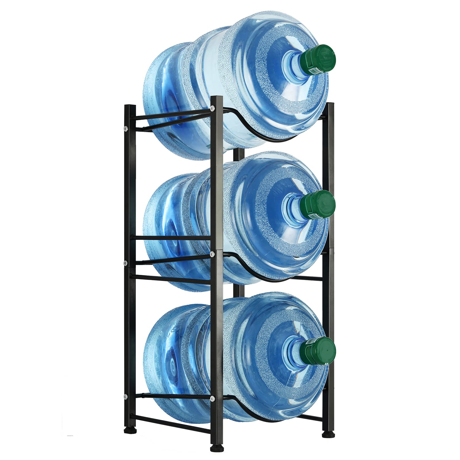 LIANTRAL Water Cooler Jug Rack, 5 Gallon Water Bottle Holder Detachable Heavy Duty Water Bottle Rack 5 Gallon Water Holder Stand for Home, Office (3-tiers Black)
