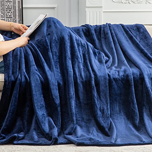 Mooreeke Soft Fleece Blanket King Size, Warm Fuzzy Cozy Plush Flannel Blanket 350 GSM Throw Lightweight Blanket for Bed, Sofa, Couch Suitable for All Season, 108x90 inches, Navy Blue