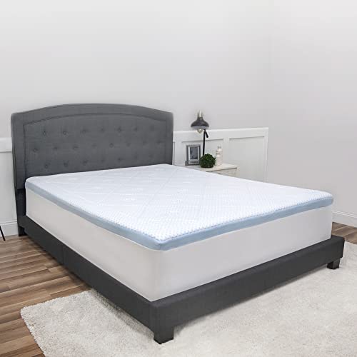 SensorPEDIC SensorCOOL 3-Inch Quilted Gel-Infused Memory Foam Bed Topper, California King, White