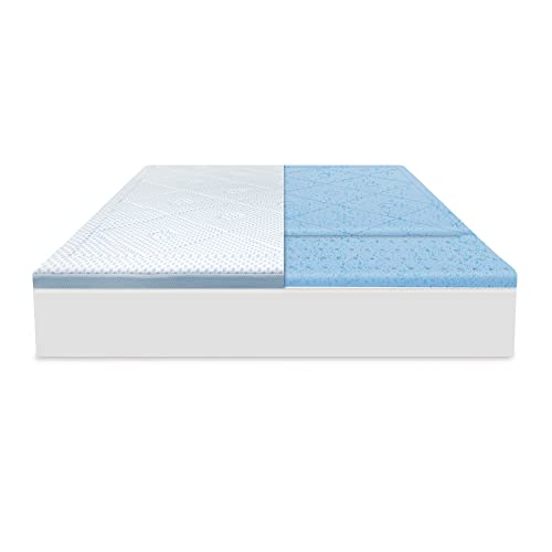 SensorPEDIC SensorCOOL 3-Inch Quilted Gel-Infused Memory Foam Bed Topper, California King, White