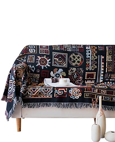 UNIGARDEN Boho Throw Blanket, Cotton Throw Blankets for Couch Soft Chair Beding Bohemian Decor (Small 51X63Inches, Black)