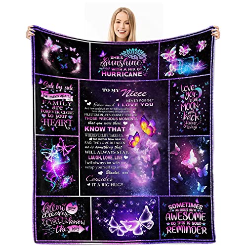 Zlomjro Niece Gifts from Auntie, Niece Gifts Blanket, Gifts for Niece from Aunt, Niece Birthday Gifts, Niece Gifts from Aunt, Graduation Gifts for Niece Throw Blanket 50"x60"