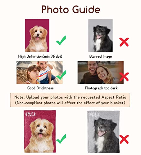 Zookao Custom Blankets with Photos and Text, Personalized Picture Blankets and Throws Memorial Blanket for Adults Couple Pets, Personalized Gifts for Birthday Anniversary Valentine's Day - 40"x50"
