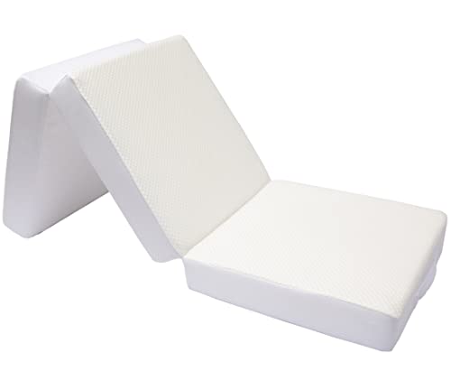 Cheer Collection Tri-Fold Memory Foam Mattress - 4" Thick Gel Infused Foam Folding Bed for Guests, Small Size (75" x 25")