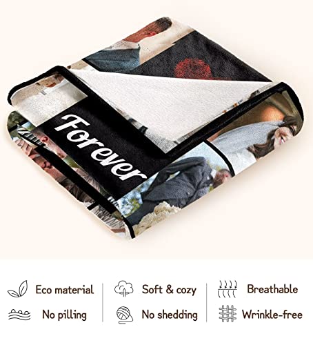 Zookao Custom Blankets with Photos and Text, Personalized Picture Blankets and Throws Memorial Blanket for Adults Couple Pets, Personalized Gifts for Birthday Anniversary Valentine's Day - 40"x50"