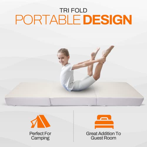 Cheer Collection Tri-Fold Memory Foam Mattress - 4" Thick Gel Infused Foam Folding Bed for Guests, Small Size (75" x 25")