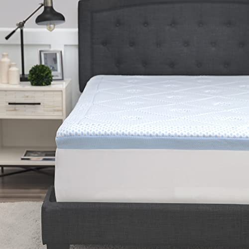 SensorPEDIC SensorCOOL 3-Inch Quilted Gel-Infused Memory Foam Bed Topper, California King, White