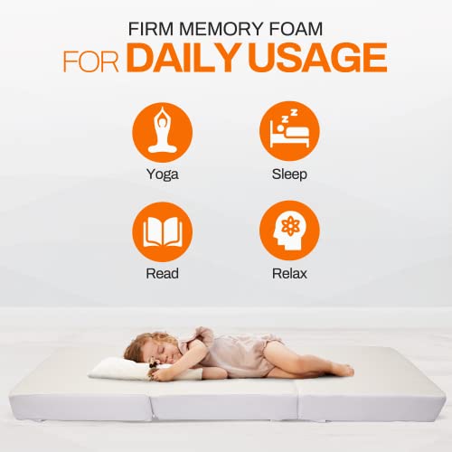 Cheer Collection Tri-Fold Memory Foam Mattress - 4" Thick Gel Infused Foam Folding Bed for Guests, Small Size (75" x 25")