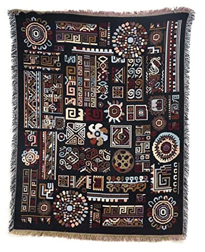 UNIGARDEN Boho Throw Blanket, Cotton Throw Blankets for Couch Soft Chair Beding Bohemian Decor (Small 51X63Inches, Black)
