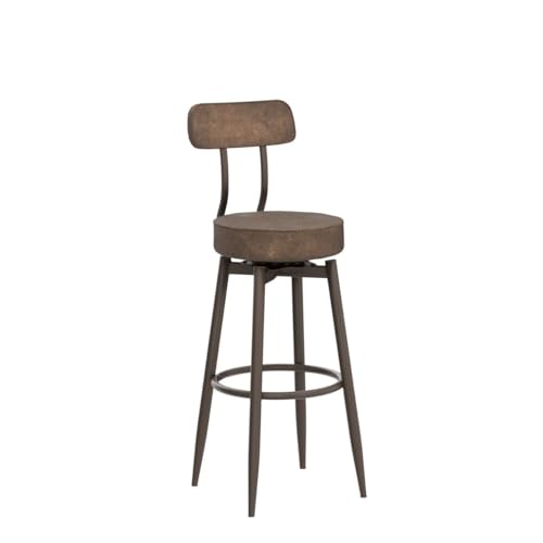 DYH Bar Stools with Back Set of 2, Swivel Kitchen Counter Stools, Industrial Round Barstool Chocolate Brown Bar Chairs, 24 or 29 Inch
