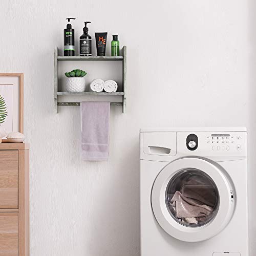 Bathroom Towel Rack Bathroom Shelf with Towel Bar Towel Racks for Bathroom Wall Mounted Bathroom Cabinets Organizer with Towel Shelf, Olive Green