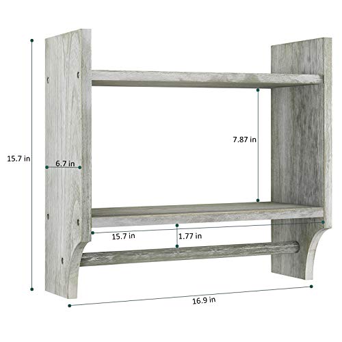 Bathroom Towel Rack Bathroom Shelf with Towel Bar Towel Racks for Bathroom Wall Mounted Bathroom Cabinets Organizer with Towel Shelf, Olive Green