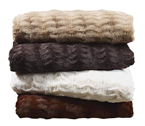 Swift Home® Embossed Faux Fur Throw Blanket & Bedspread - Luxurious Over-Sized Faux Fur Bed Throw Blanket -King, 108" x 86", Cream