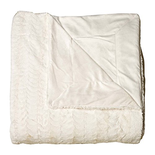 Swift Home® Embossed Faux Fur Throw Blanket & Bedspread - Luxurious Over-Sized Faux Fur Bed Throw Blanket -King, 108" x 86", Cream