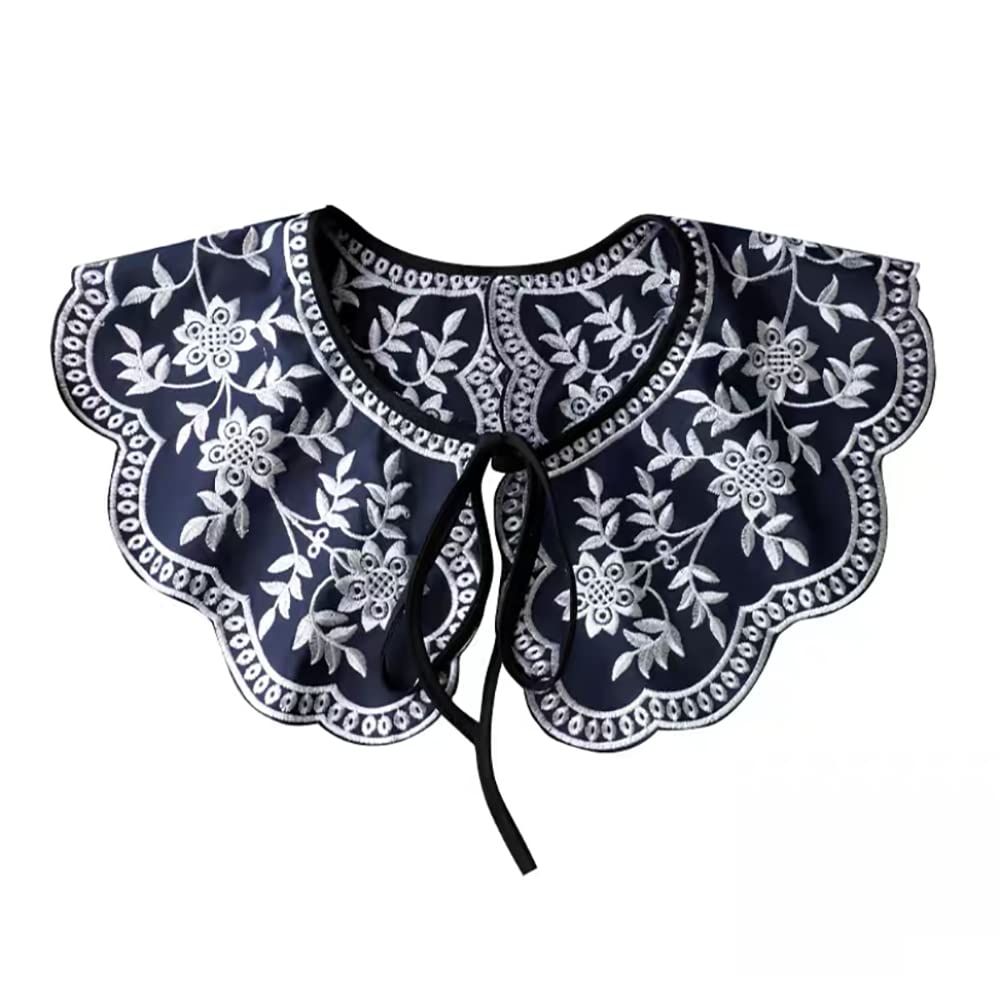 IZONHERE Lace Detachable Collar Vintage Costume Accessory Decorative Choker for Dresses and Shirts (Navy Orchid)