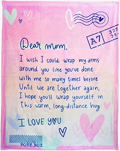 J&A Homes Gifts for Mom - Premium Blanket for Mom from Daughter - Meaningful Blankets, Mothers Birthday Gift from Son I Love You Throw Blanket 65” x 50” (Purple Pink)
