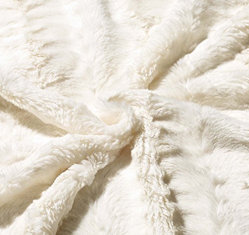 Swift Home® Embossed Faux Fur Throw Blanket & Bedspread - Luxurious Over-Sized Faux Fur Bed Throw Blanket -King, 108" x 86", Cream