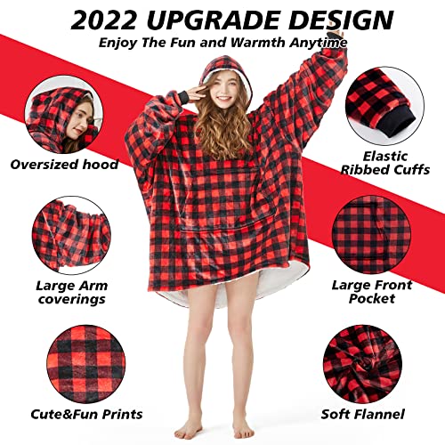 Homemate Wearable Blanket Hoodie, Cute and Funny Patterns Oversized Hoodie Sweatshirt Blanket for Adults Women Men,Cozy,Warm,Fuzzy Hoodie Blanket