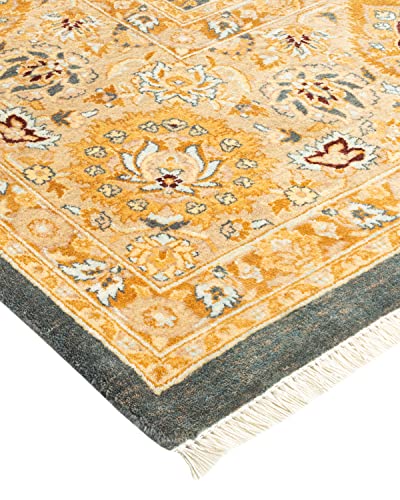 One of a Kind Hand Knotted Hand Made Wool Traditional Oriental Mogul Gray 8 X 10 Area Rug