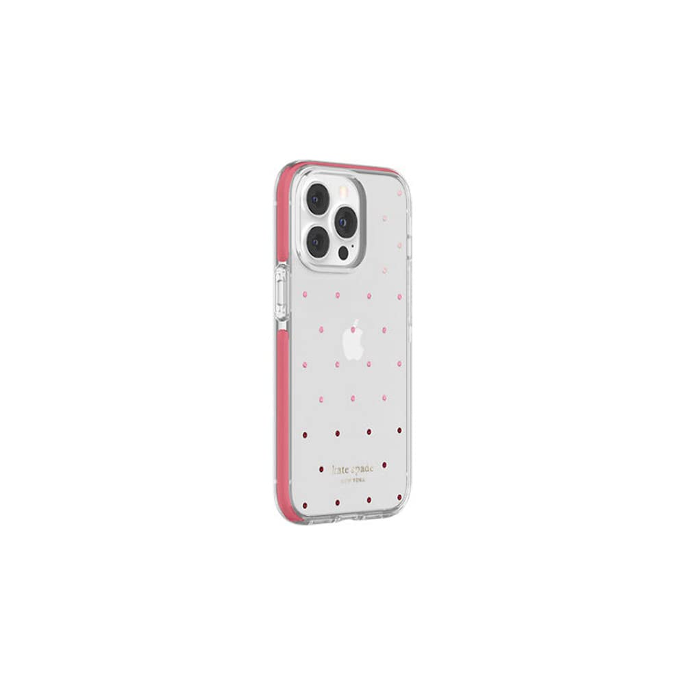 kate spade new york Protective Hardshell Case for iPhone 13 Pro - Pin Dot Ombre Pink/Clear