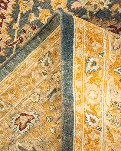 One of a Kind Hand Knotted Hand Made Wool Traditional Oriental Mogul Gray 8 X 10 Area Rug
