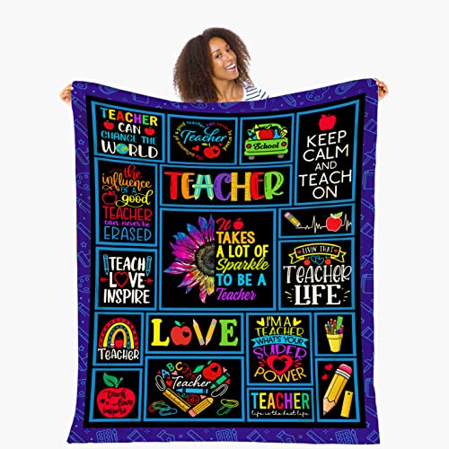 Teacher Gifts Blanket - Teacher Appreciation Gifts for Women Men - Best Teacher Retirement Birthday Gifts - Throw Blankets Gift for Teachers - Christmas Back to School Teacher's Day Gift Ideas 60x50in