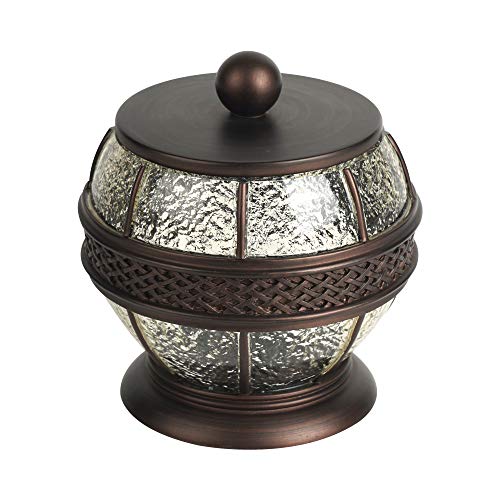 nu steel Resin Crackled Ice Bathroom Vanity Countertop Storage Organizer Canister Jar for Cotton Swabs, Rounds, Balls, Makeup Sponges, Bath Salts - Oil Rubbed Bronze