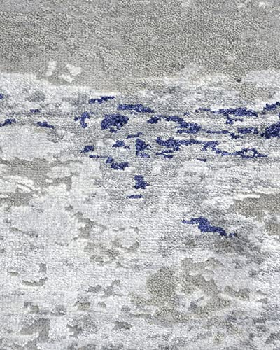 One of a Kind Hand Knotted Hand Made Wool Contemporary Contemporary Gray 8 x 10 Area Rug