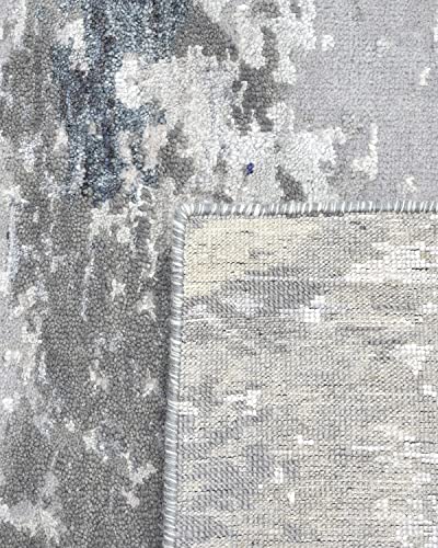 One of a Kind Hand Knotted Hand Made Wool Contemporary Contemporary Gray 8 x 10 Area Rug