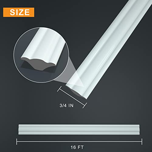 Flexible Trim Caulk Strip, Peel and Stick Trim for Molding, Tile Edge, Ceiling, Wall Corner, Baseboard, Floor(Matte White)