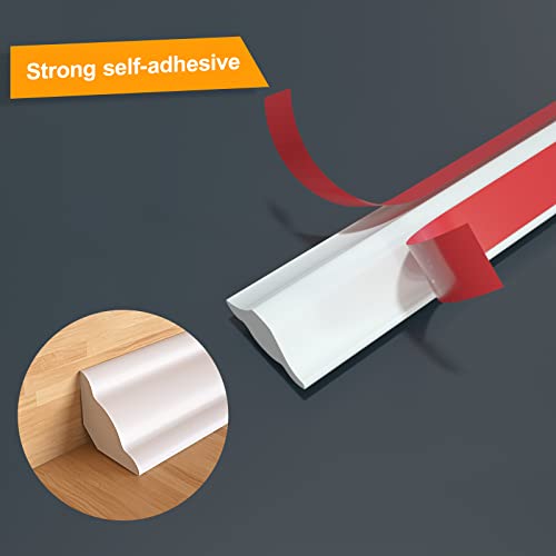 Flexible Trim Caulk Strip, Peel and Stick Trim for Molding, Tile Edge, Ceiling, Wall Corner, Baseboard, Floor(Matte White)