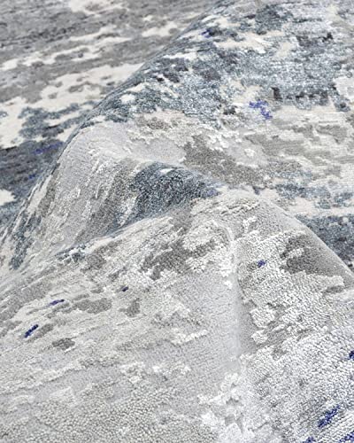 One of a Kind Hand Knotted Hand Made Wool Contemporary Contemporary Gray 8 x 10 Area Rug