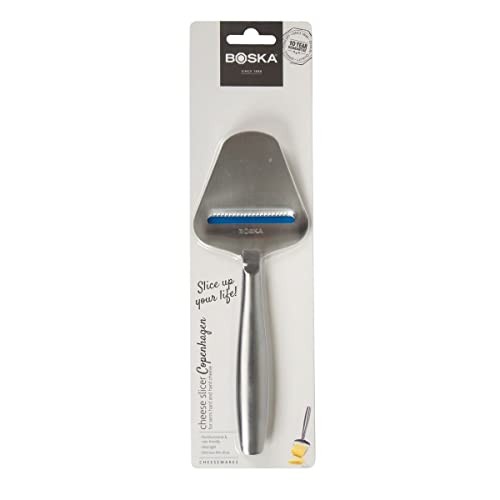 BOSKA Stainless Steel Cheese Slicer - Copenhagen For All Types of Cheese - Multi-Functional Cheese Slicer - Handheld Slicer - Silver Non-Stick - Dishwasher Safe - For Kitchen Cooking