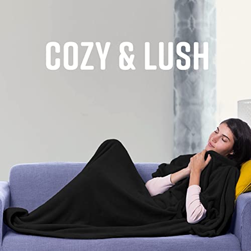 CANDY CANE Premium Wearable Blanket 70"x50" with Three Holes - Super Soft, Lightweight, Microplush, Cozy and Functional Throw Blanket for Adult, Women and Men (Black Licorice)
