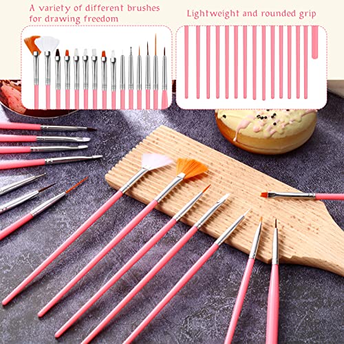 30 Pcs Cake Decorating Brushes Cake Painting Brushes Food Paint Brush Multiple Function Fondant Brush Cookie Brushes DIY Tools Set Cake Decorating Painting Tool Icing Pastry Brushes for Baking (Pink)