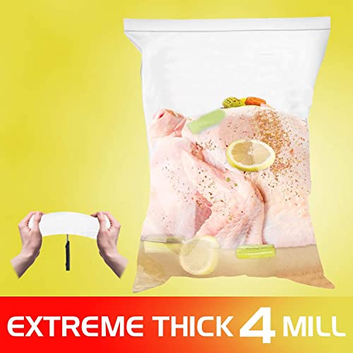 [ 10 COUNT ] - 4 MILL - Extra Large 3 Gallon Size Reclosable Food Storage Bags - Extreme Thick - Heavy Duty Plastic - Zipper Top - Measures 16" x 18" - For Freezer, Meat, Clothing, Organization, Moving, Covering