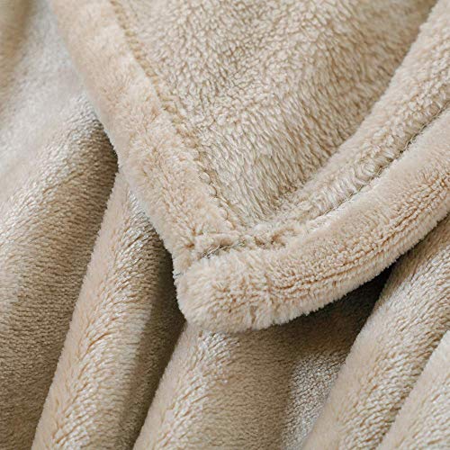 BOURINA Fleece Blanket Flannel Throw Blanket (Beige,Throw Size) Lightweight Cozy Microfiber Blanket for Sofa, Couch, Bed, Camping, Travel, 50x60 inches