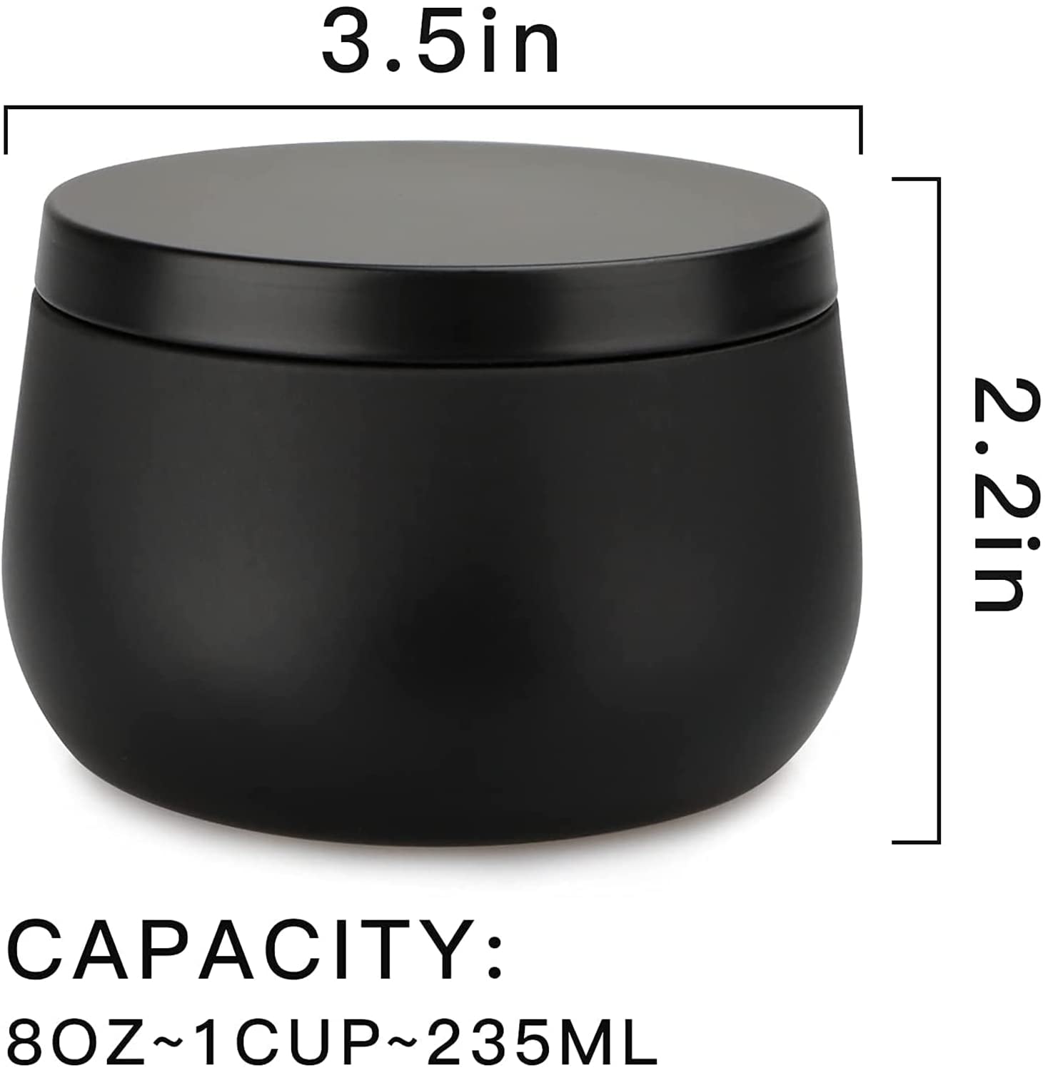 Black Candle Tins 24 Pieces,8oz Candle Jars Candle Containers with Lids, 8 oz, for Candles Making, Arts & Crafts, Storage, and Gifts