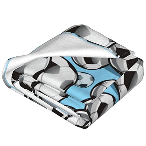Soccer Balls Pattern Blanket Cozy Soft Throw Blanket for Couch Sofa Bedding Living Room, Warm Plush Flannel Blankets for Boys Girls Men Women 50"x40"