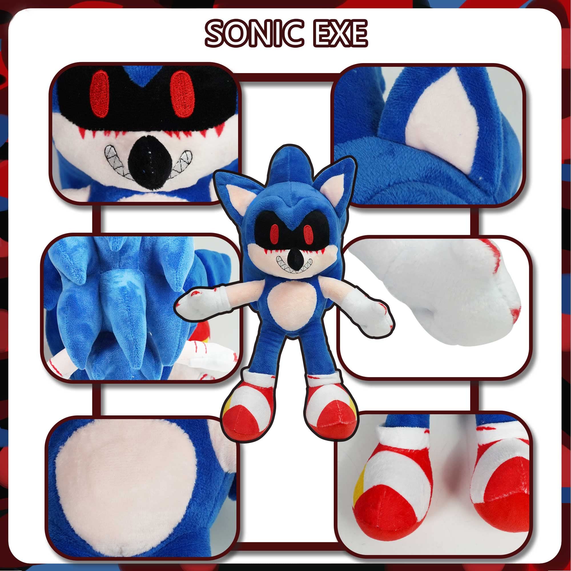 sh Toys 14.6 Inch Evil Dark Sonic.exe Plush Toy, Blood Dark Sonic Stuffed Plush Doll, Gift for Kid Adult and Game Sonic Fans (Sonic exe)